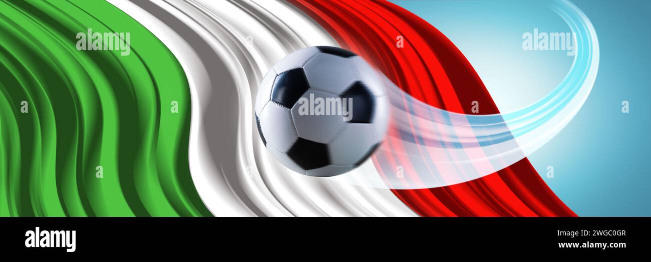 Football ball and the Italian flag, football championship and sport ...