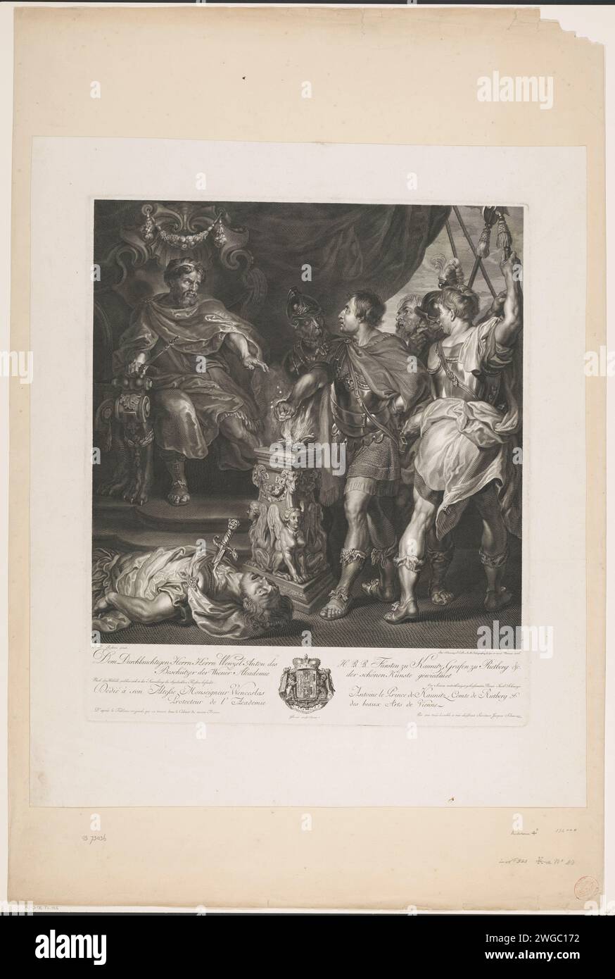 Mucius Voor Lars Porsenna, Jakob Matthias Schmutzer, after Peter Paul Rubens, 1776 print Germany ...
