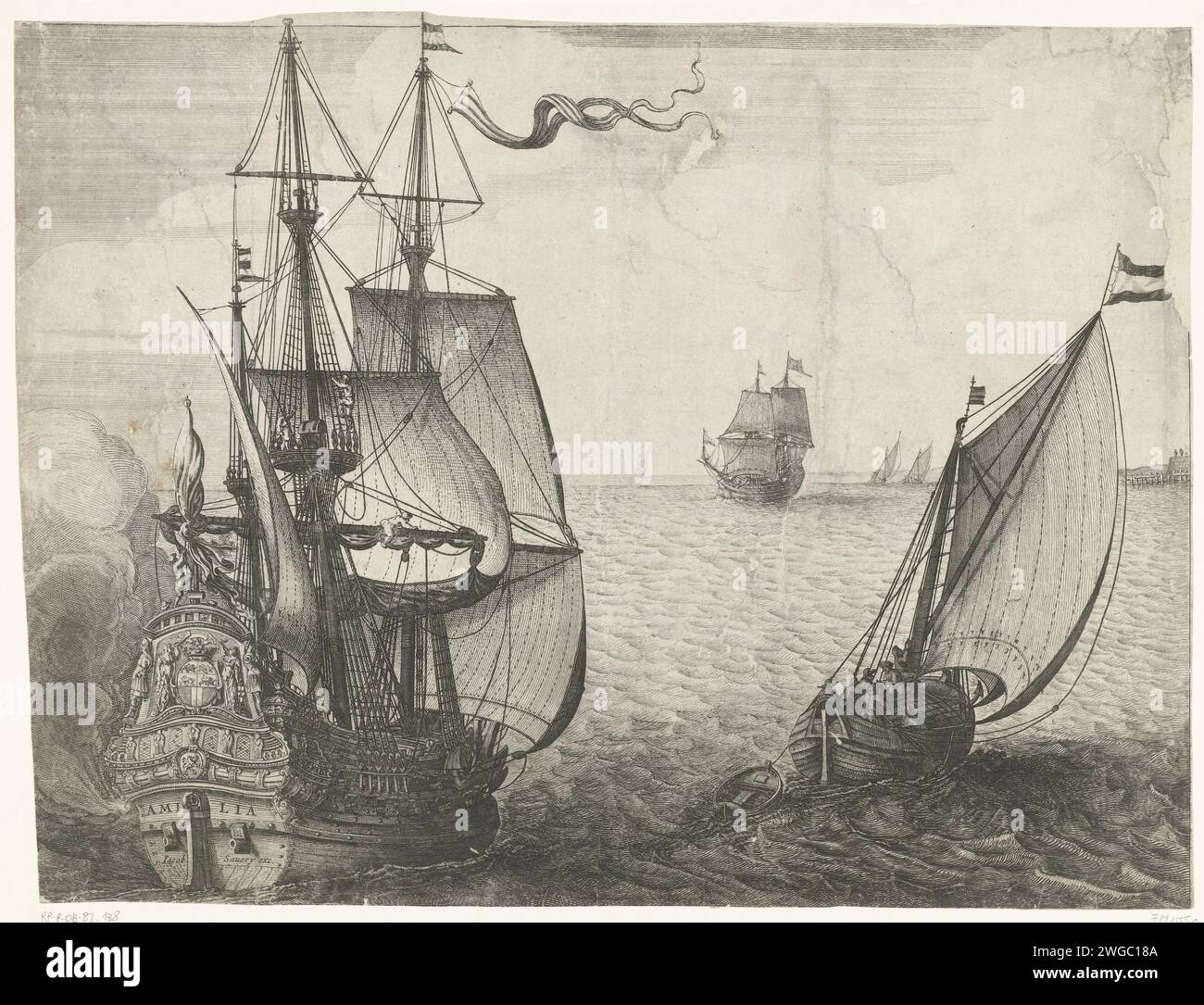 Aemilia, the flagship of Tromp, ca. 1635, 1635 - 1651 print The Aemilia ...