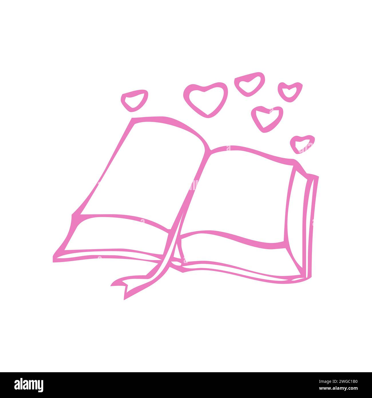 Hand Drawn Pink Book With Hearts Illustration Stock Vector Image & Art ...