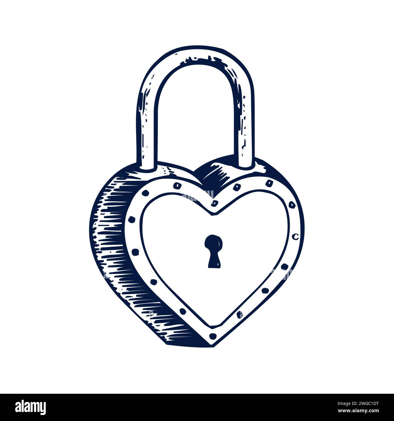 Sketch Heart Lock Icon Vector Illustration Stock Vector Image & Art - Alamy