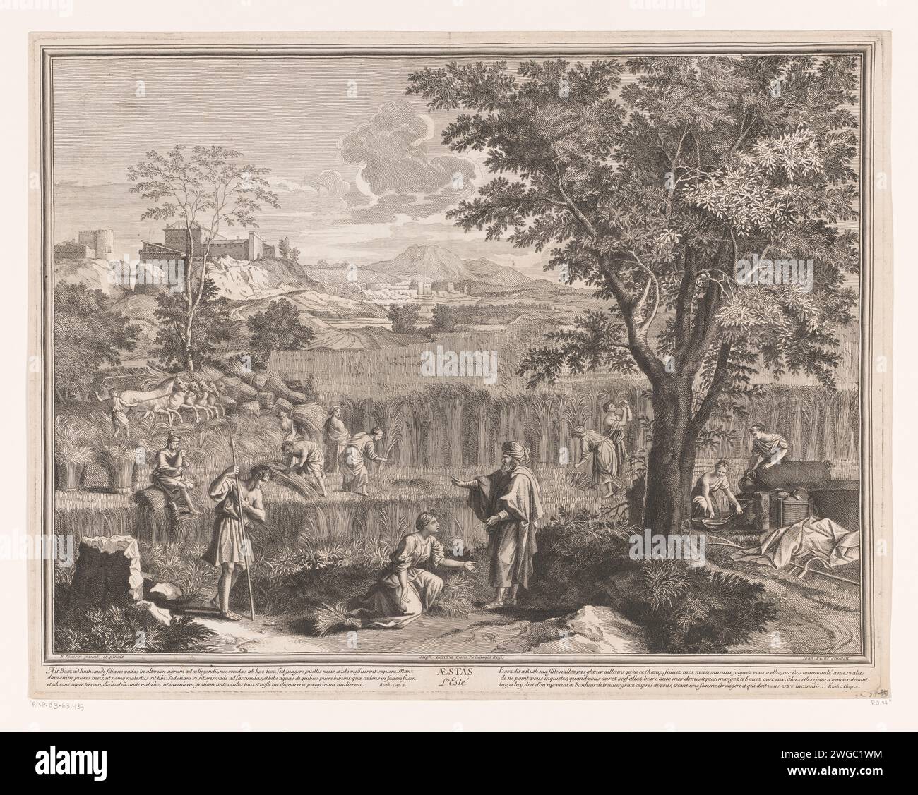 Zomer, Jean Pesne, After Nicolas Poussin, 1682 - 1700 print Ruth in the ...