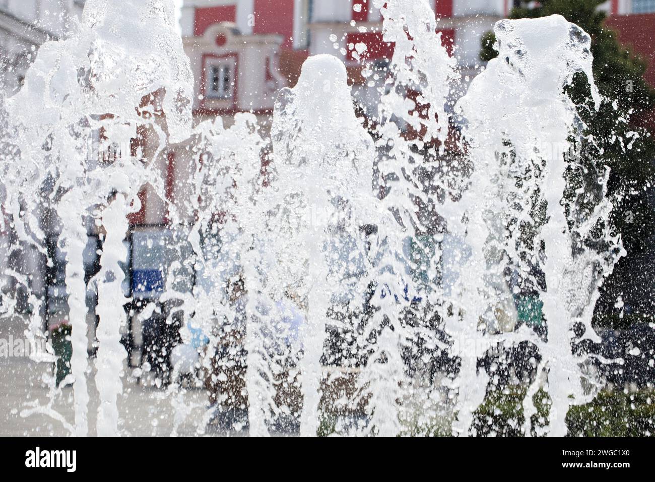 Water from a fountain, eruption and slide Stock Photo - Alamy