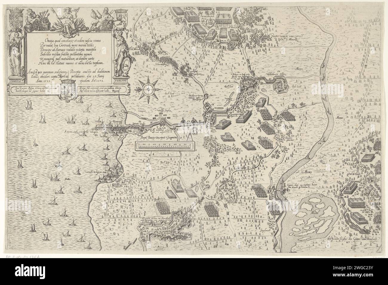 Siege and conquest of Geertruidenberg (upper leaf), 1593, 1593 print ...
