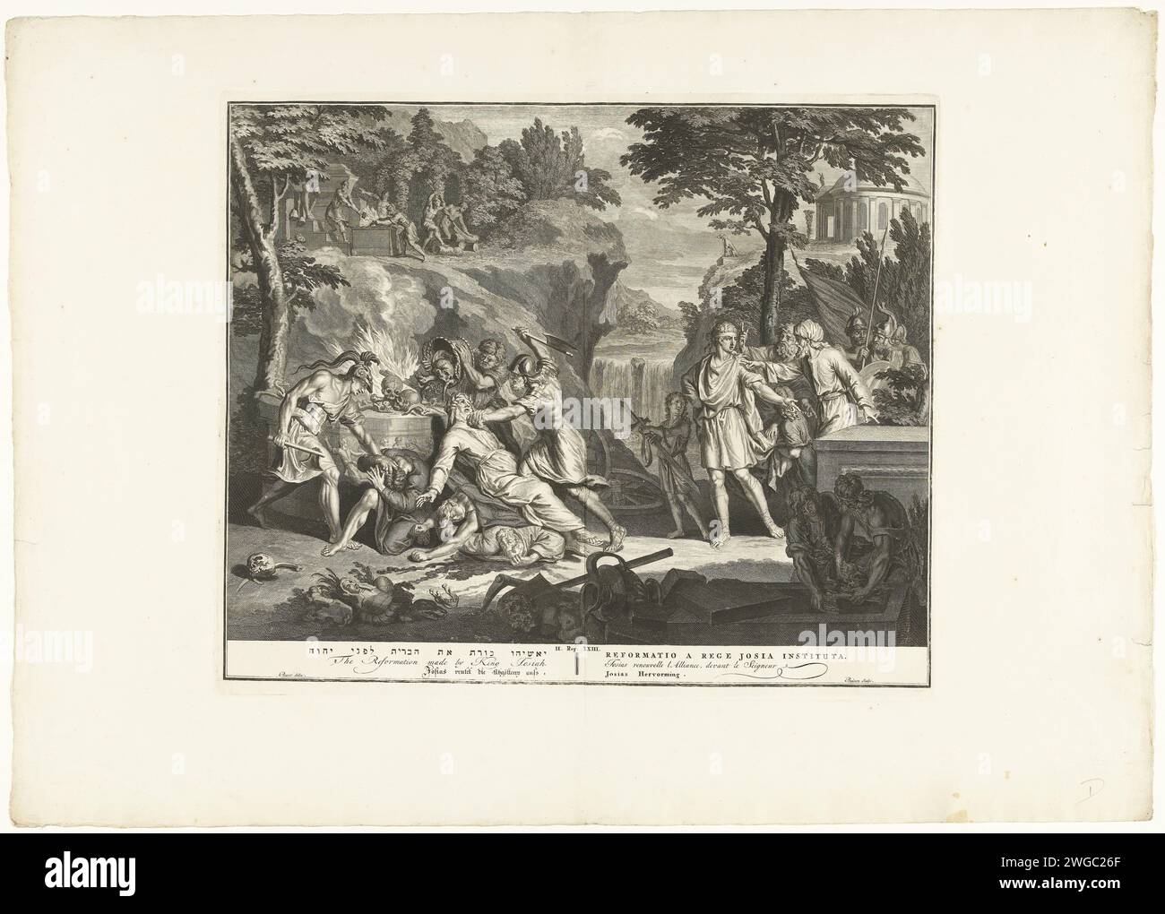 Josia lets the idol priests killed, Andries van Buysen jr., After Bernard Picart, 1711 - 1720 ...