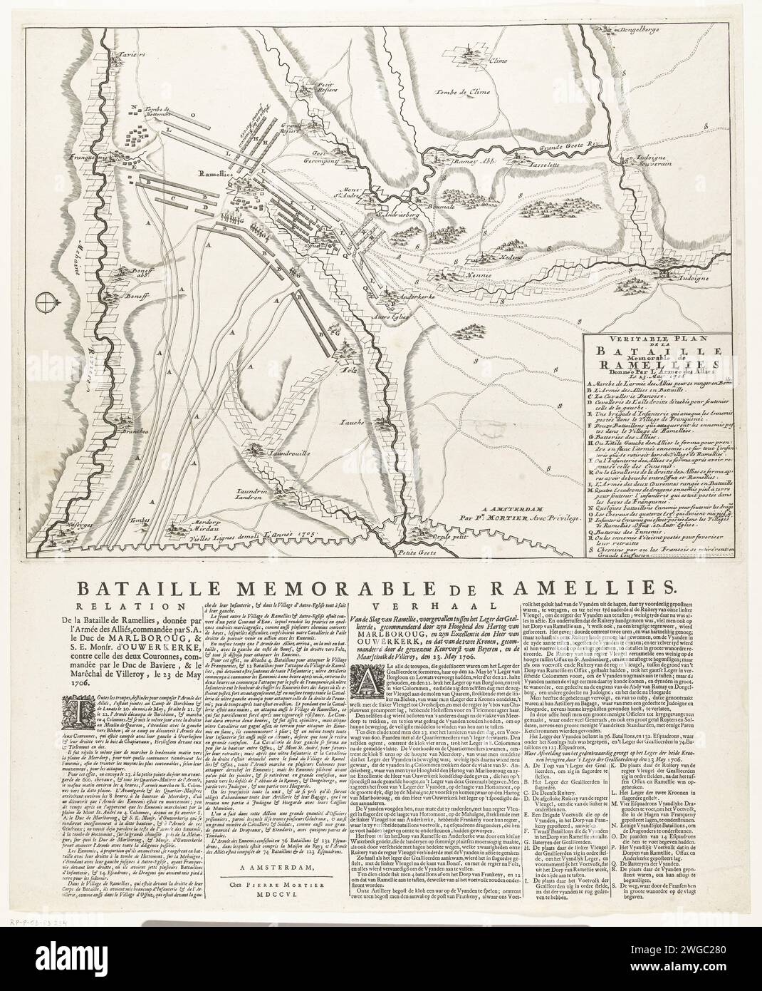 Battle of Ramillies, 1706, 1706 print Map of the Battle of Ramillies ...
