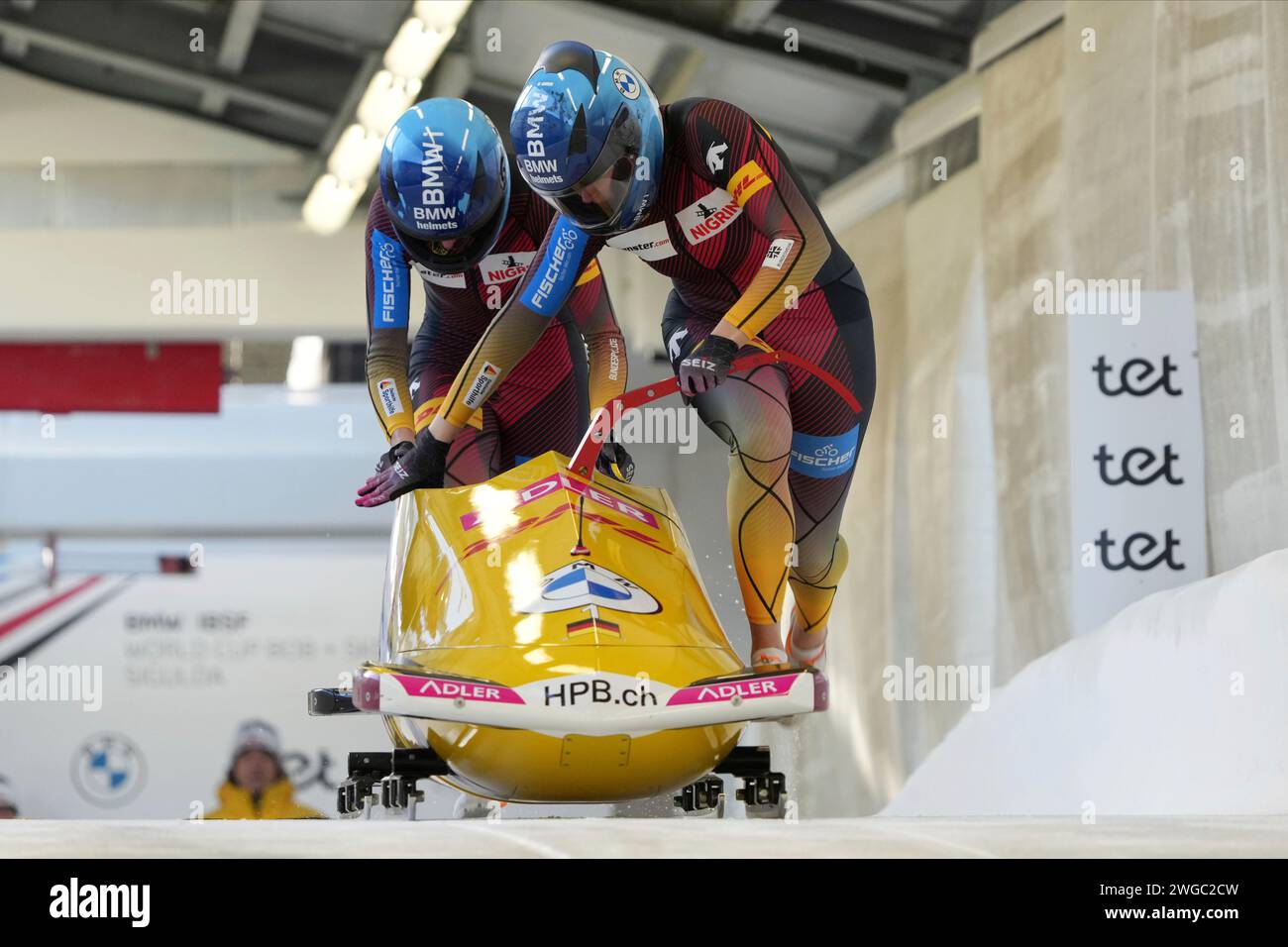 Laura Nolte and Neele Schuten of Germany start their first run of the ...