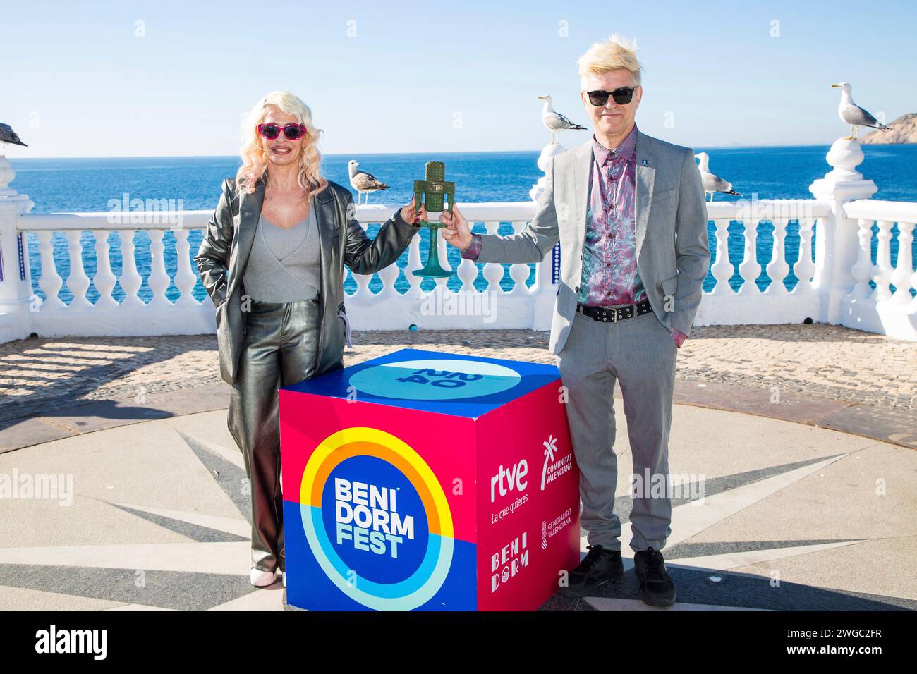 The group Nebulossa poses after winning the Benidorm Fest 2024, at the ...