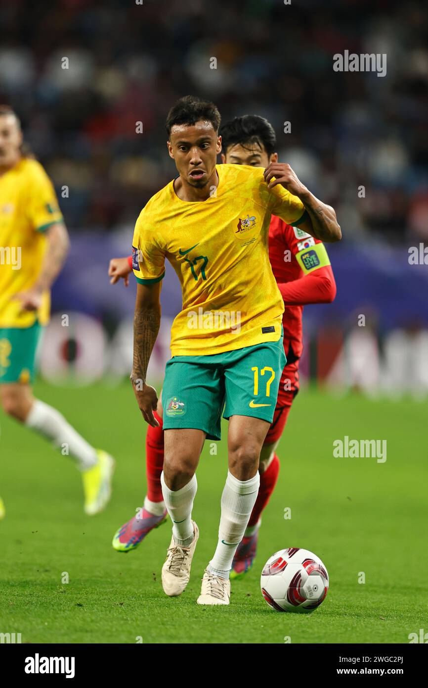 Al Wakrah, Qatar. 2nd Feb, 2024. Keanu Baccus (AUS) Football/Soccer ...