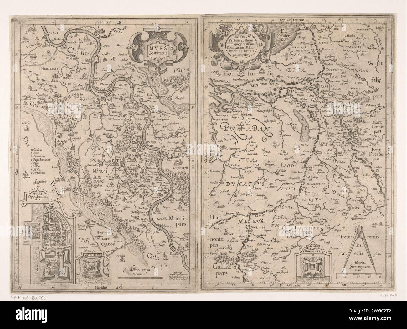 Map of the Graafschap Moers and Van Het Rijnland, 1610, 1591 - 1595 ...