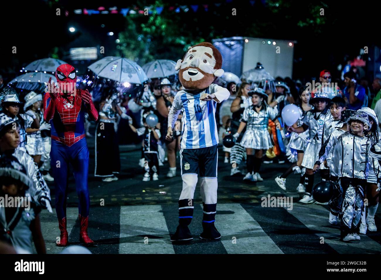 Man dressed in a Messi costume seen during the Buenos Aires Carnivals ...