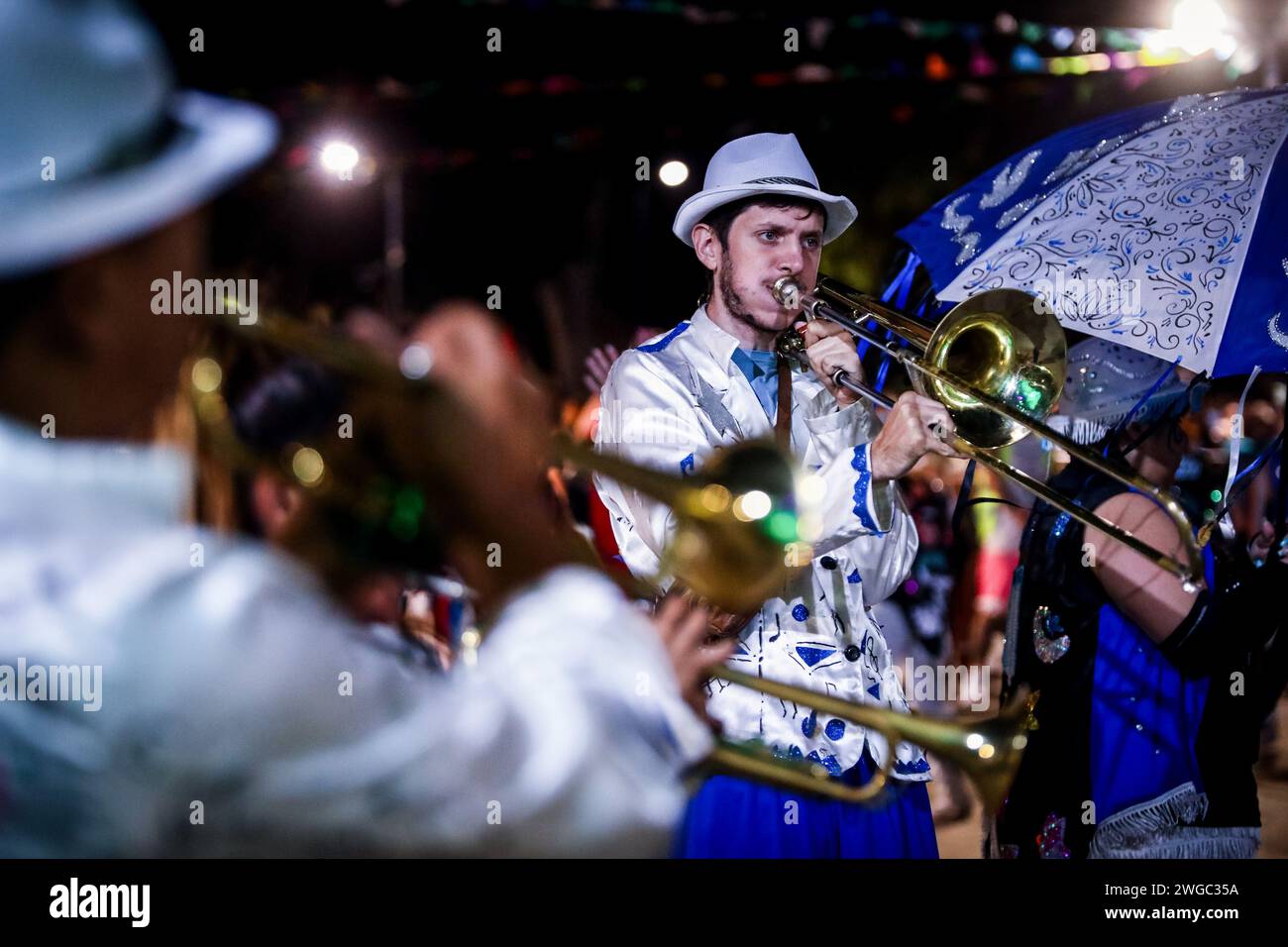 Buenos Aires, Argentina. 04th Feb, 2024. Murga musicians seen during ...