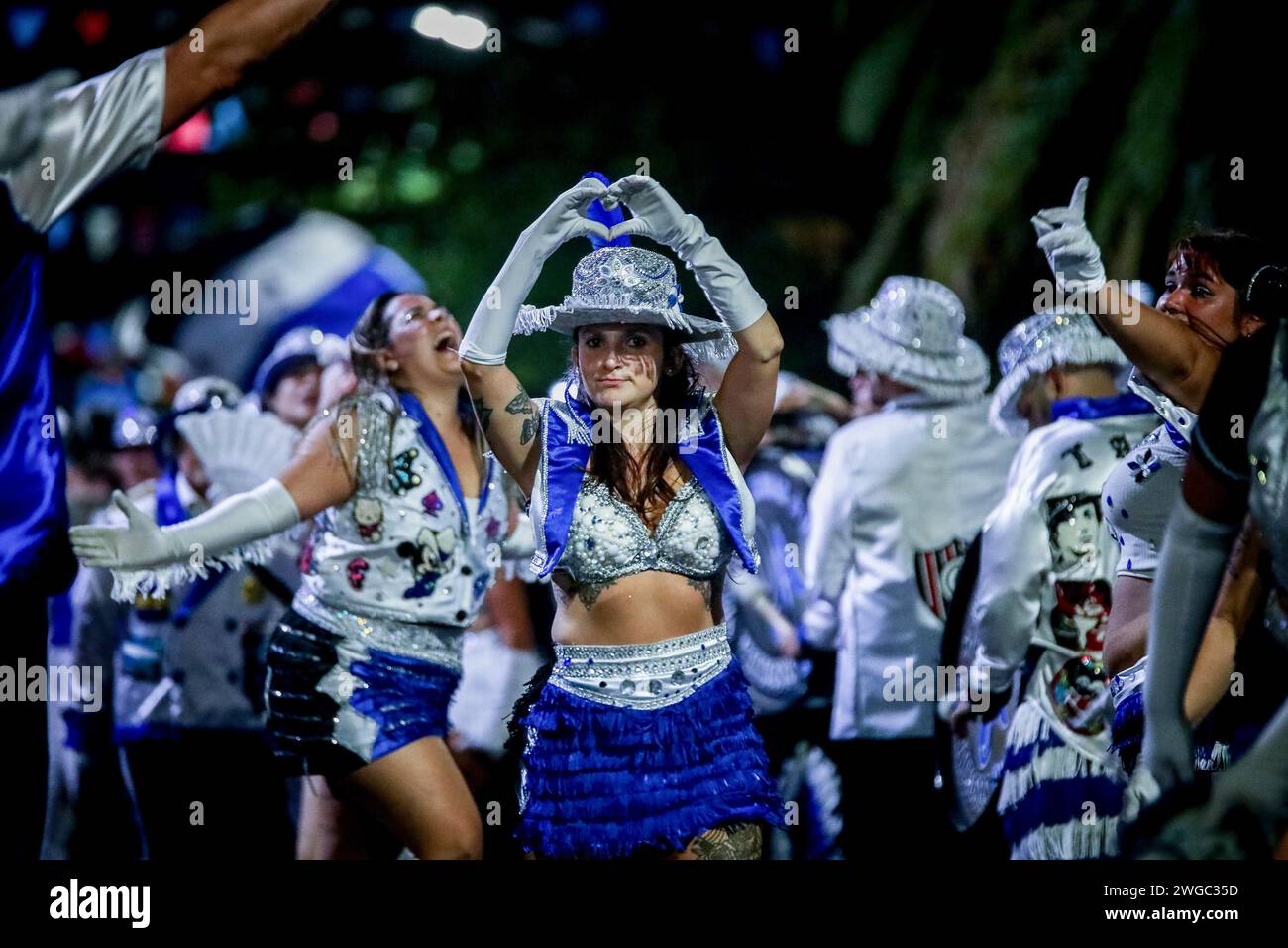Buenos Aires, Argentina. 04th Feb, 2024. Murga dancers seen during the ...