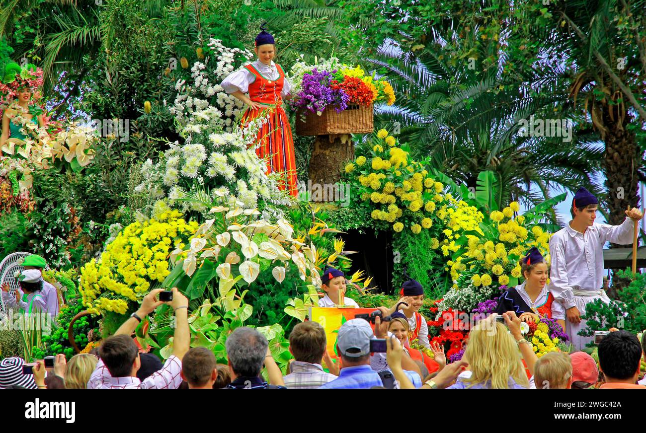 Flower float, Flower decoration, People, Flower festival, Funchal ...