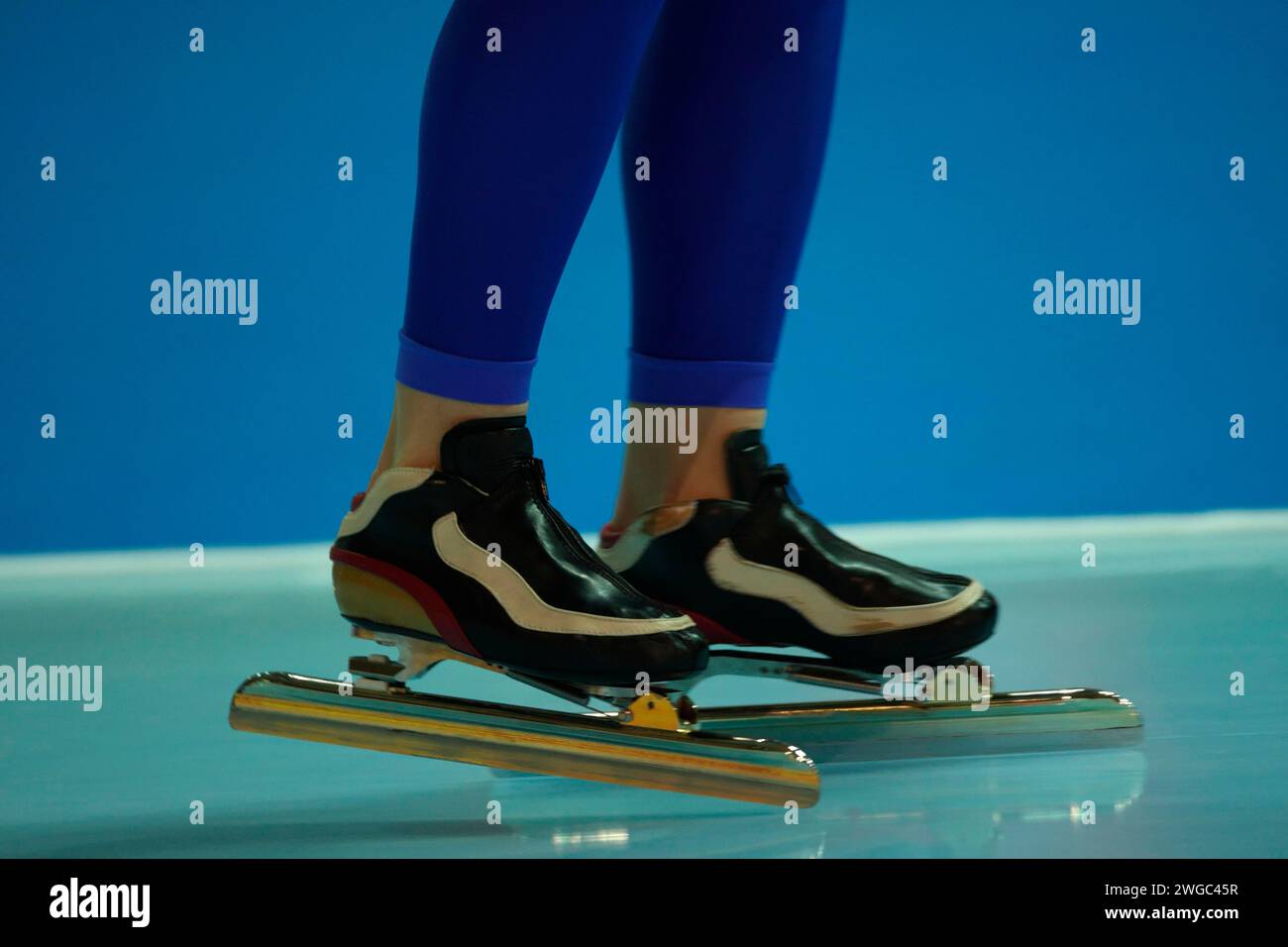 Ice skates of a speed skater Stock Photo - Alamy