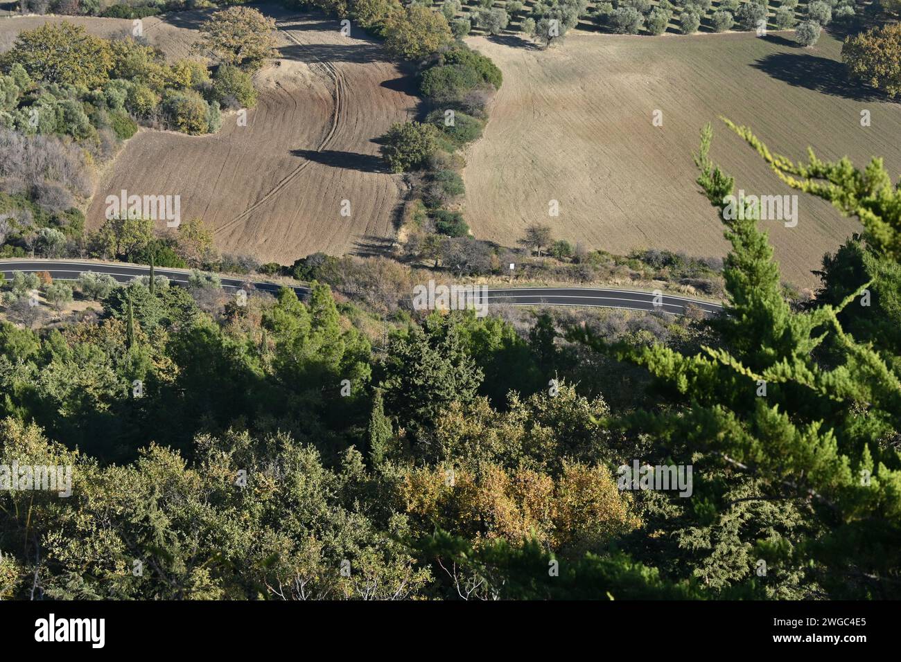Aerial view of a road near Rotondella in Basilicata region, Italy Stock ...