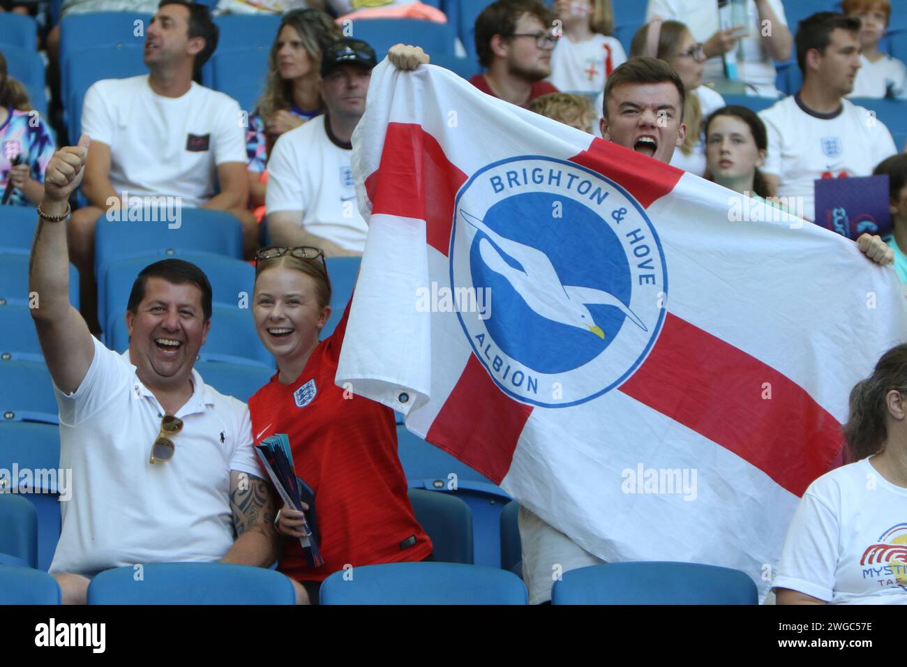 England fans with Brighton & Hove Albion St Georges flag England v ...