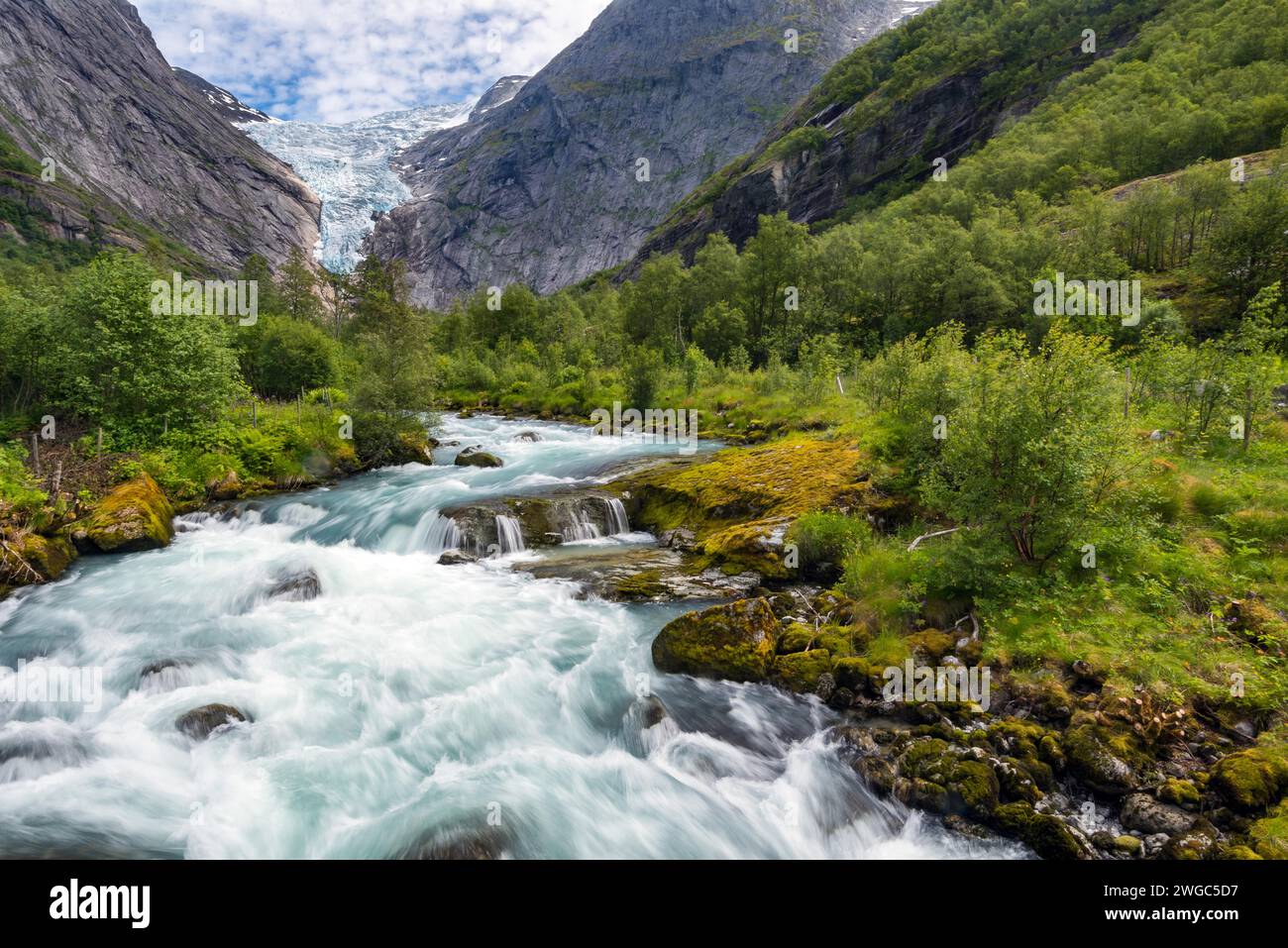 Glacier stream from Briksdalbreen Stock Photo - Alamy