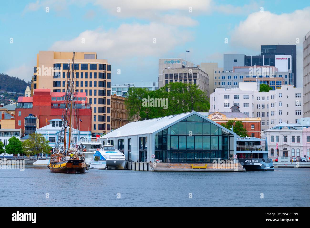 The Port of Hobart and the River Derwent in Hobart, Tasmania, Australia ...