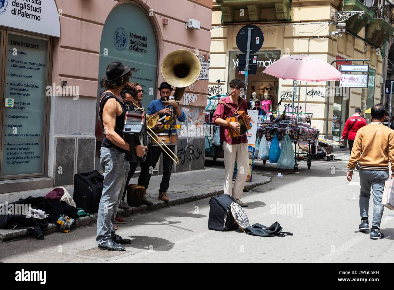 Palermo, Italy - May 13, 2023: Group of musicians playing in the ...