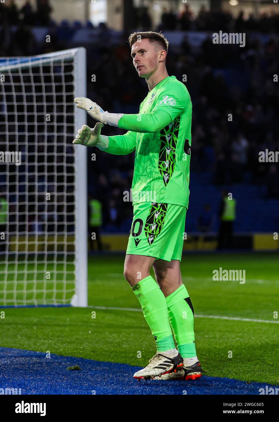 Crystal Palace goalkeeper Dean Henderson walking over the fans at full ...