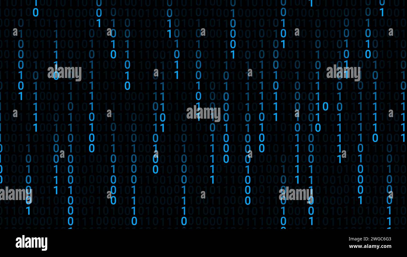 hacker background with binary bit 0 1 streaming down Stock Photo - Alamy