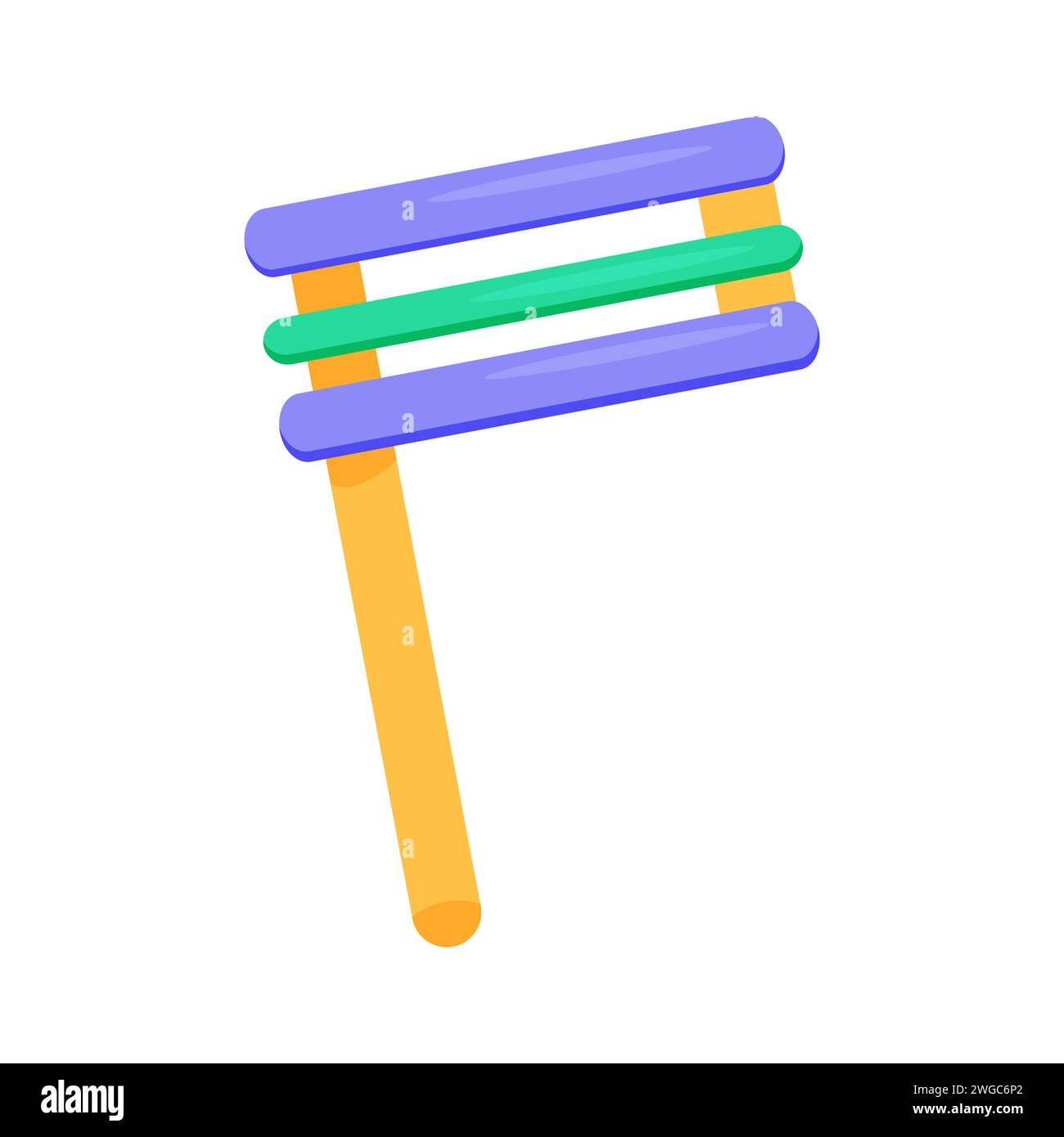 Traditional Purim wooden rattle. Musical instrument. on white insulated ...