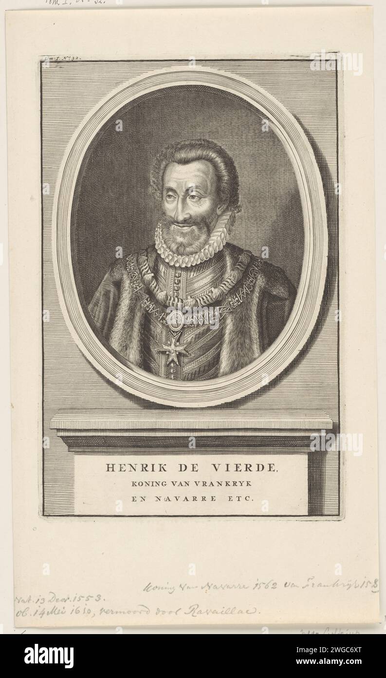 Portrait of Henry IV, King of France and Navarra, 1730 print At the top ...