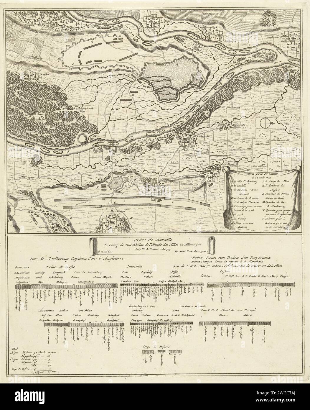 Plan of the army camp and the battle order of the Allies at Augsburg ...