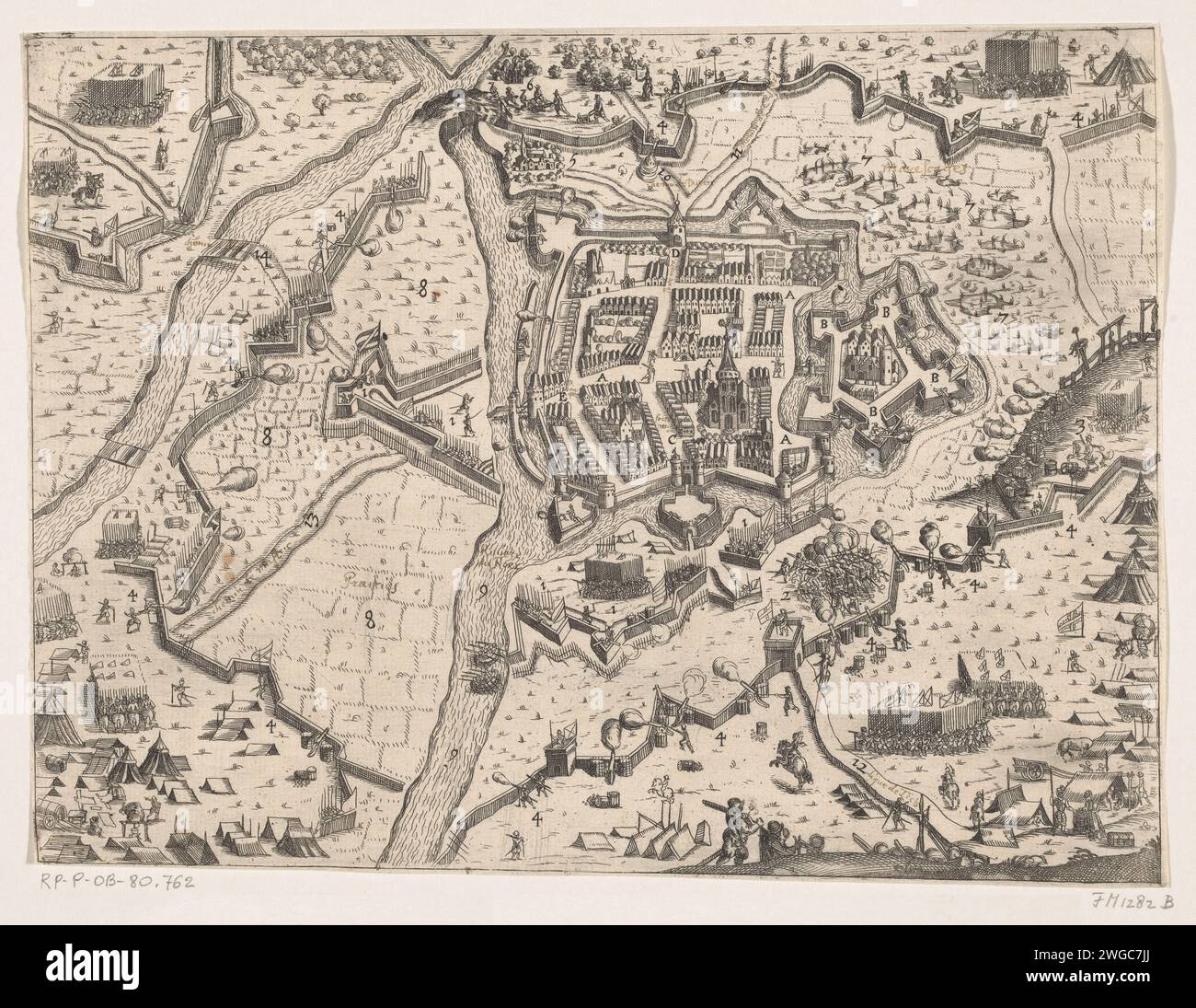 Siege of Gulik, 1610, 1610 print Siege of Gulik in 1610. Map with plan ...