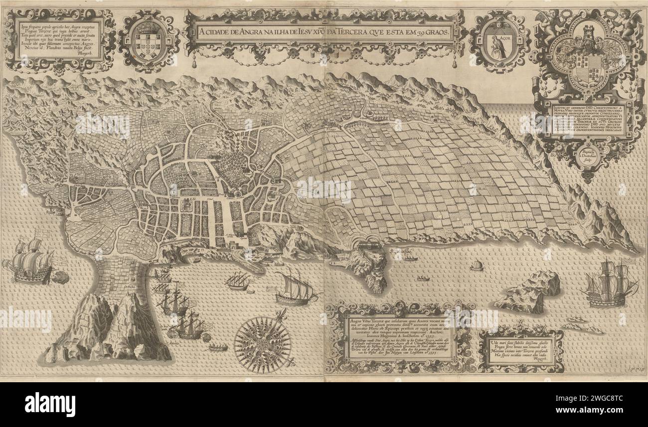 Map of the island of Terceira, Baptista van Doechum, 1584 - 1611 print ...