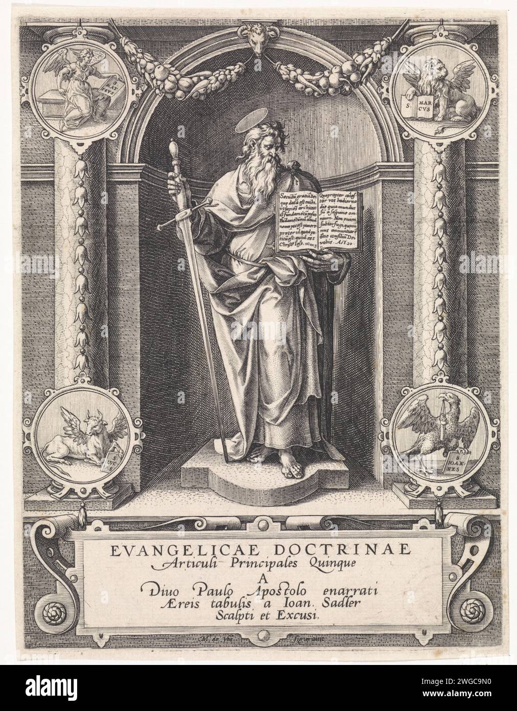 Apostle Paulus in a niche, Johann Sadeler (I), After Maerten de Vos ...