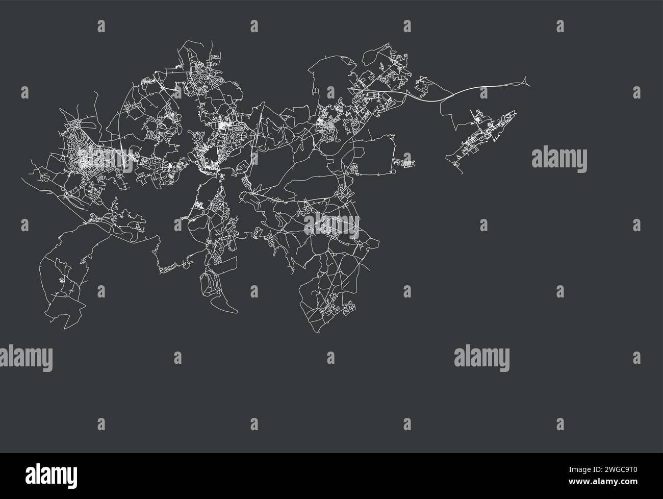 Street roads map of the METROPOLITAN BOROUGH AND CITY OF WAKEFIELD ...