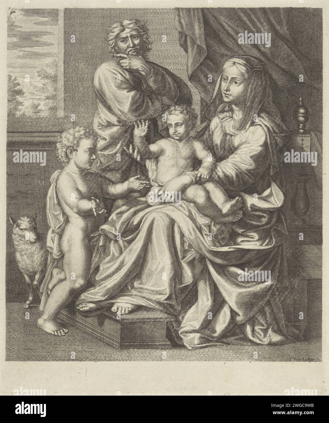 The Holy Family with the young John the Baptist, Paul van Somer (II), After Nicolas Poussin ...