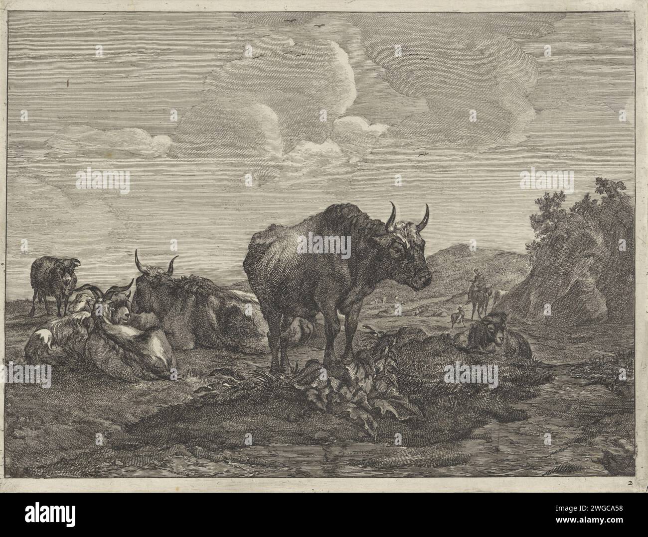 Landscape with cattle and goats, Jan de Visscher, after Willem Romeyn ...