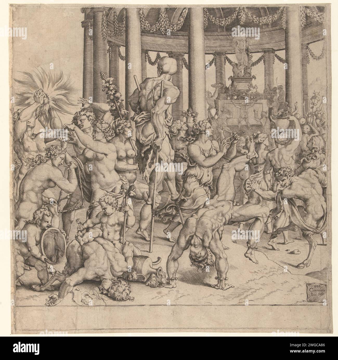 Triumph of Bacchus, right plate, Cornelis Bos, after Giulio Romano ...