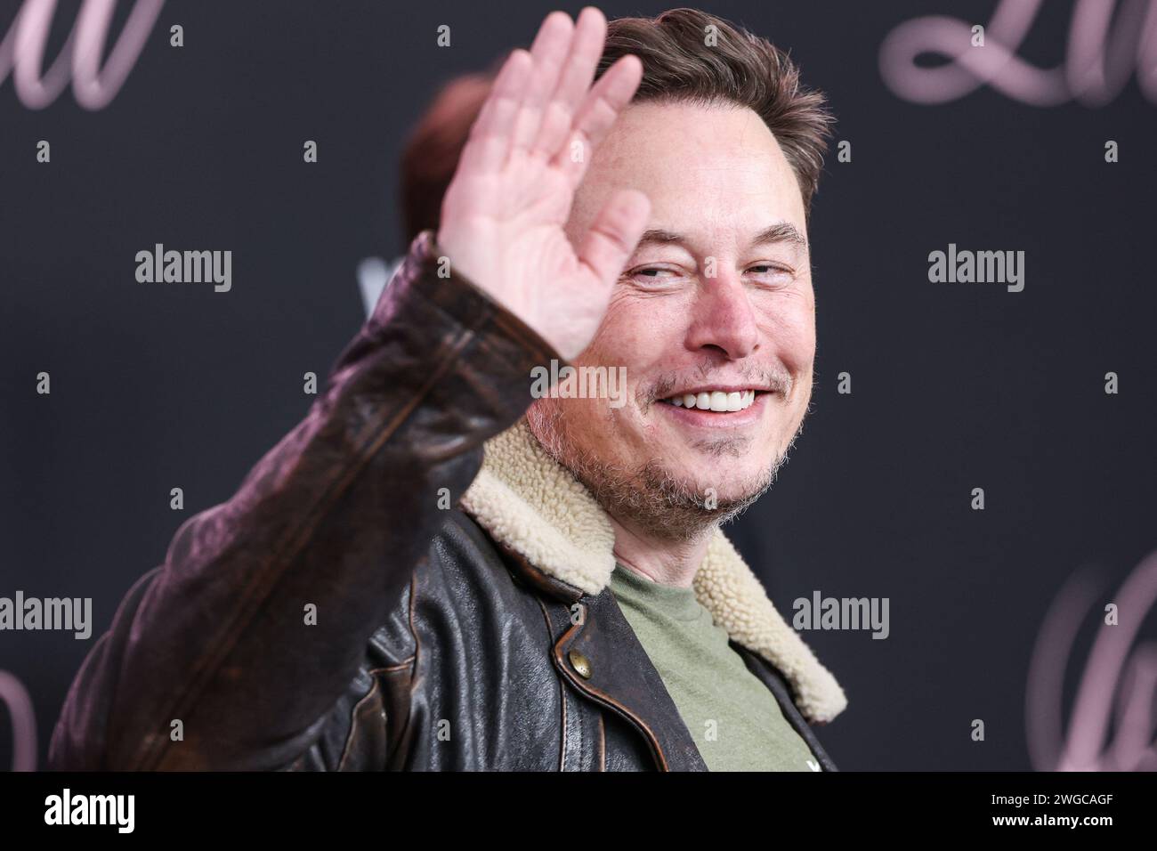WESTWOOD, LOS ANGELES, CALIFORNIA, USA - FEBRUARY 03: Elon Musk arrives ...