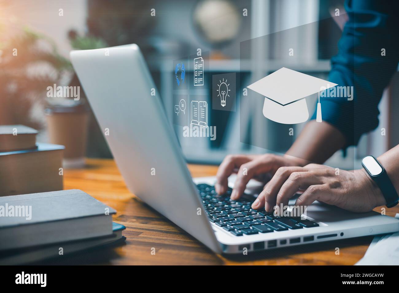 E-learning education, lessons and online webinar. digital training ...