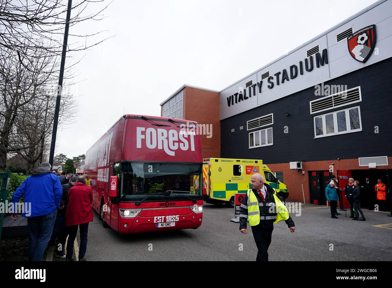 The Nottingham Forest team bus arriving at the ground before the ...