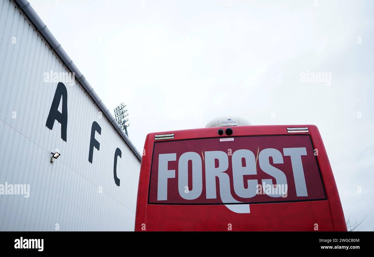 The Nottingham Forest team bus arriving at the ground before the ...
