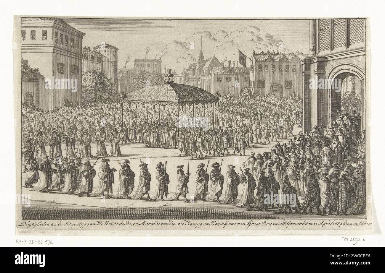 Coronation procession of Willem III, 1689, 1692 - 1694 print Procession ...