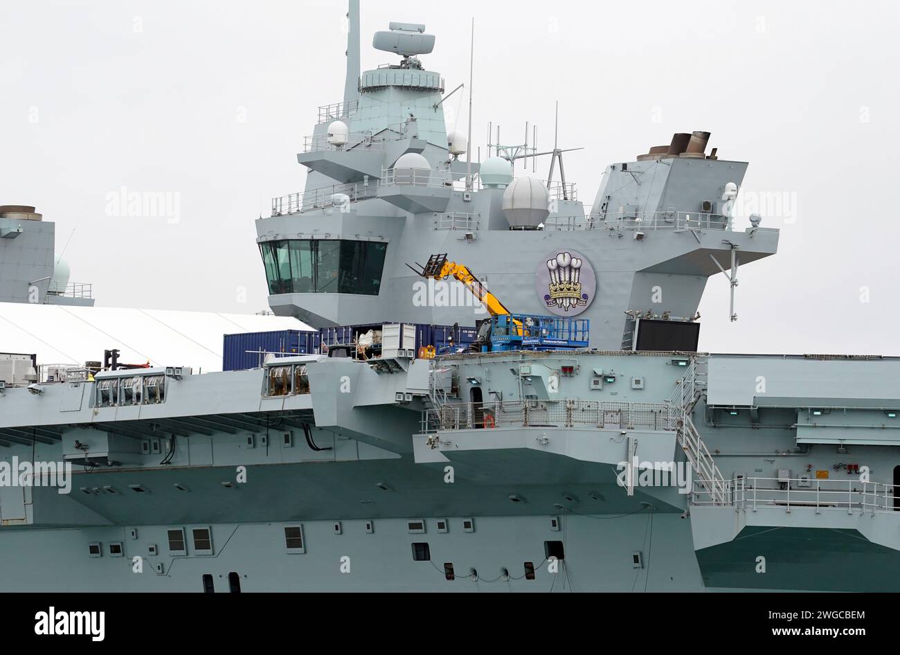 Work is undertaken on the flight deck of the Royal Navy aircraft ...