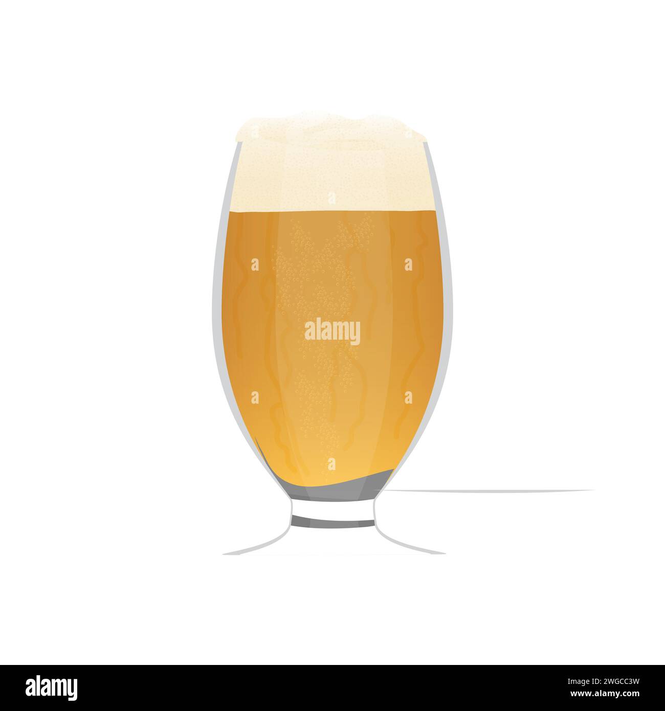 Glass of beer, cup full of craft refreshing golden lager with foam vector illustration Stock ...