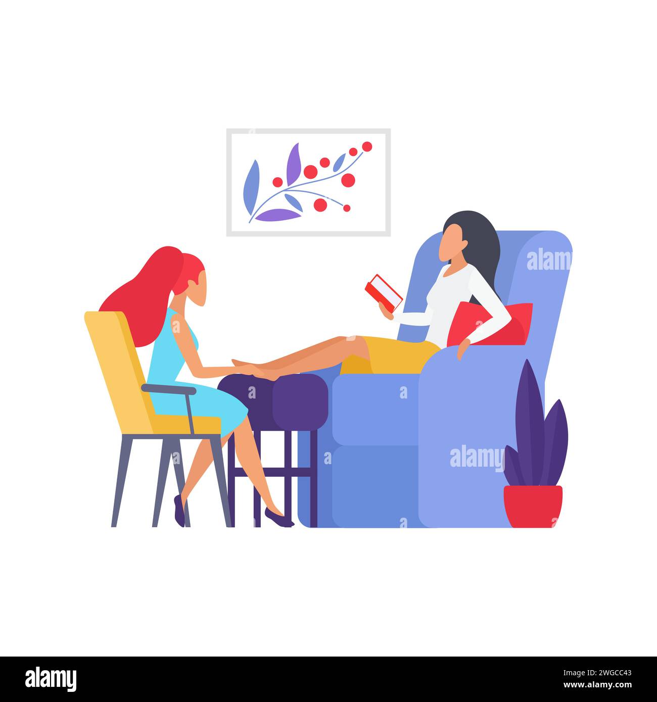 Lady sitting in chair of beauty salon for pedicure, female client ...