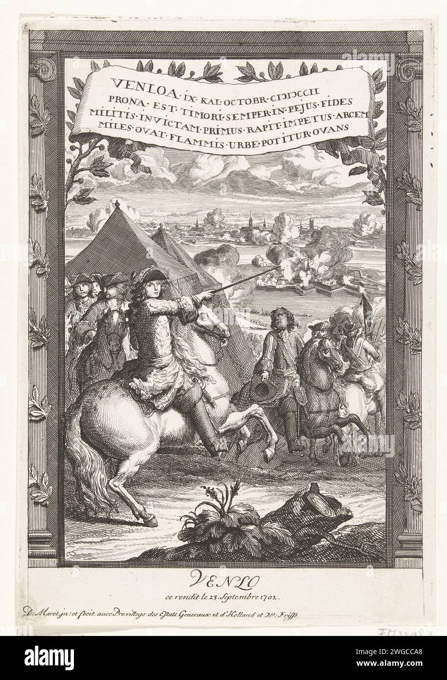 Panel with the victory in Venlo, 1702, 1702 print Panel with a ...