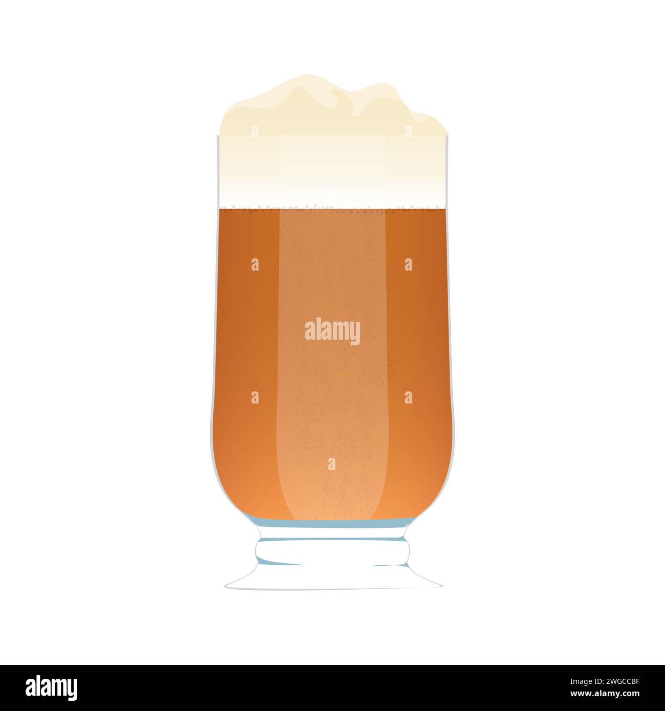 Beer glass, transparent big cup full of alcohol drink with foam vector ...
