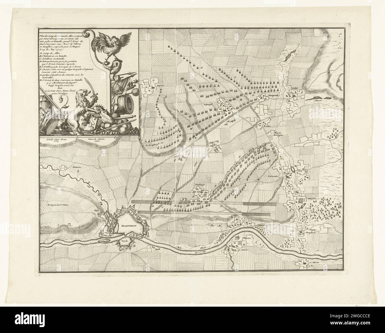 Plan of the camp of the Allies for Maastricht, 1703, 1703 print Map ...