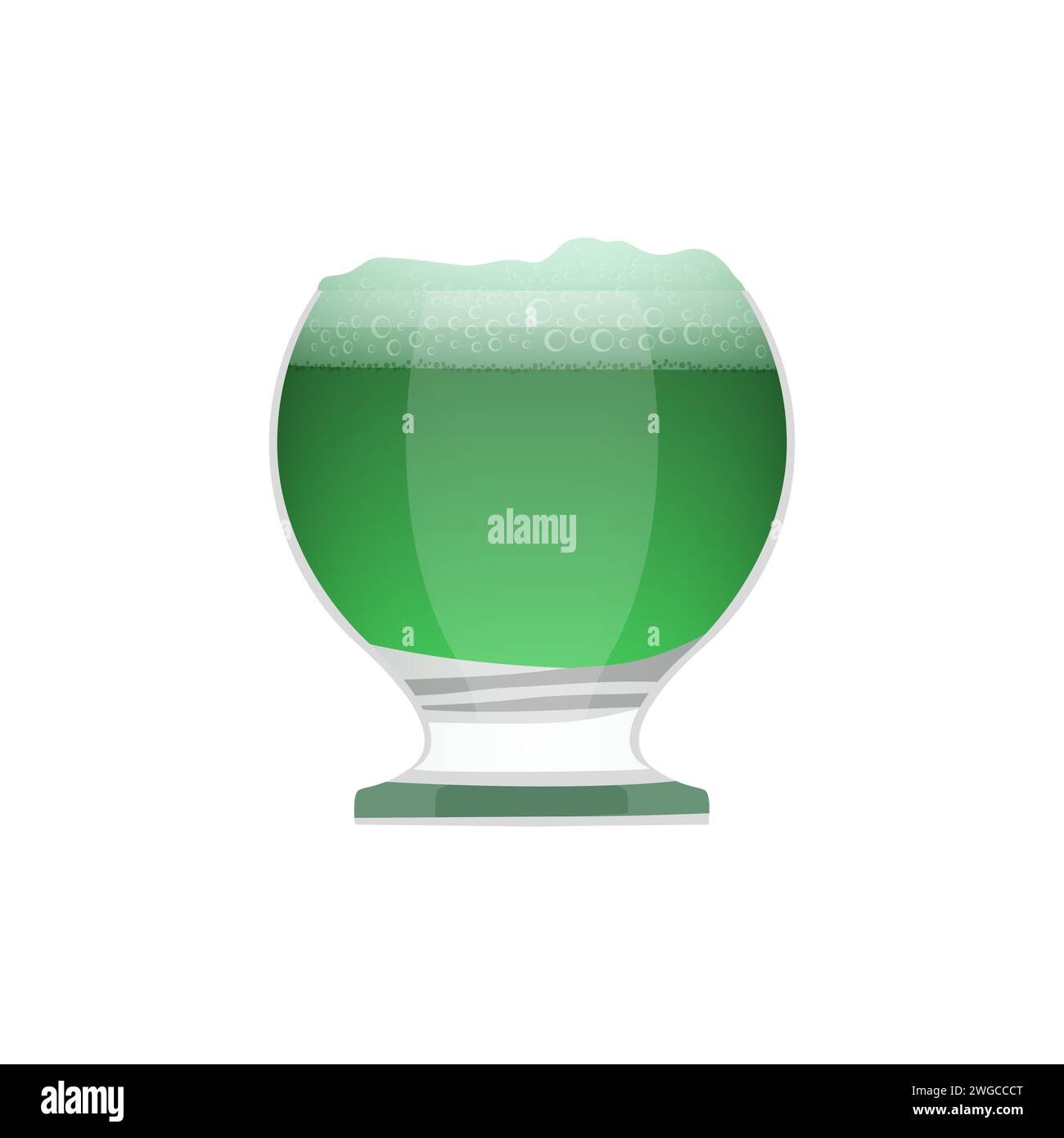 Beer glass, clear round goblet of green craft alcohol drink vector ...