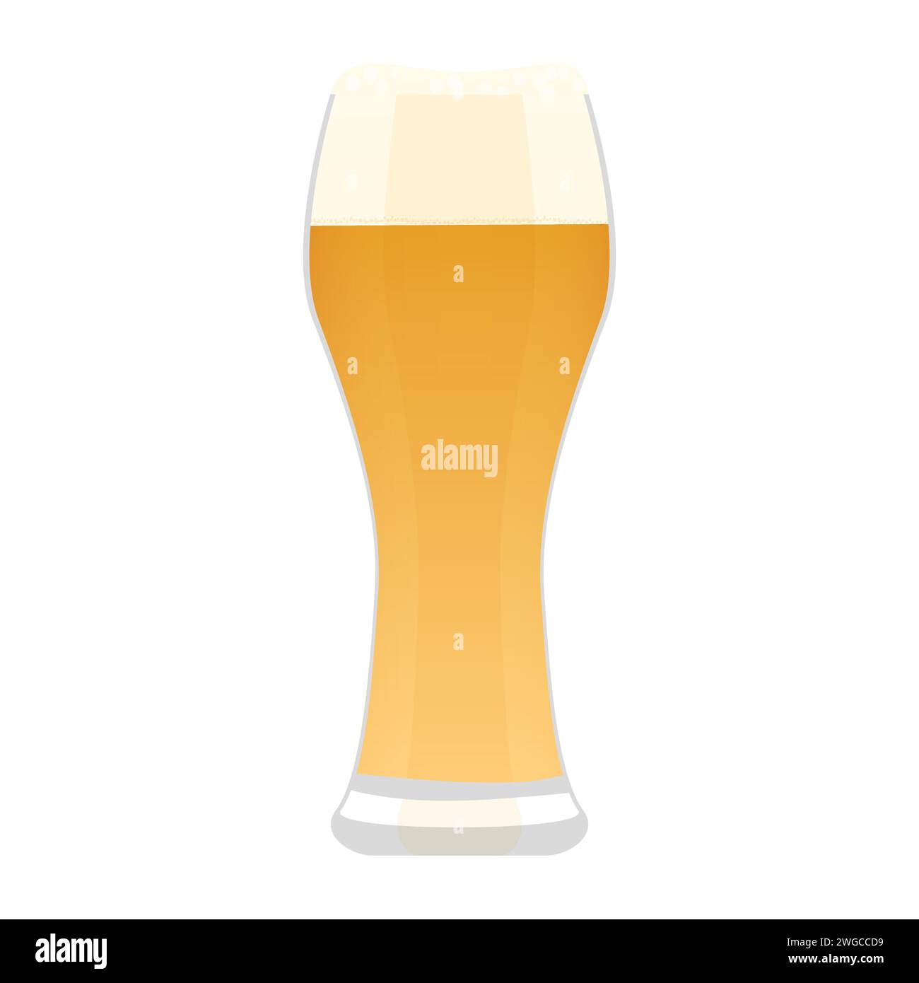 Beer glass, tall clear cup of lager with foam for celebration in bar vector illustration Stock ...