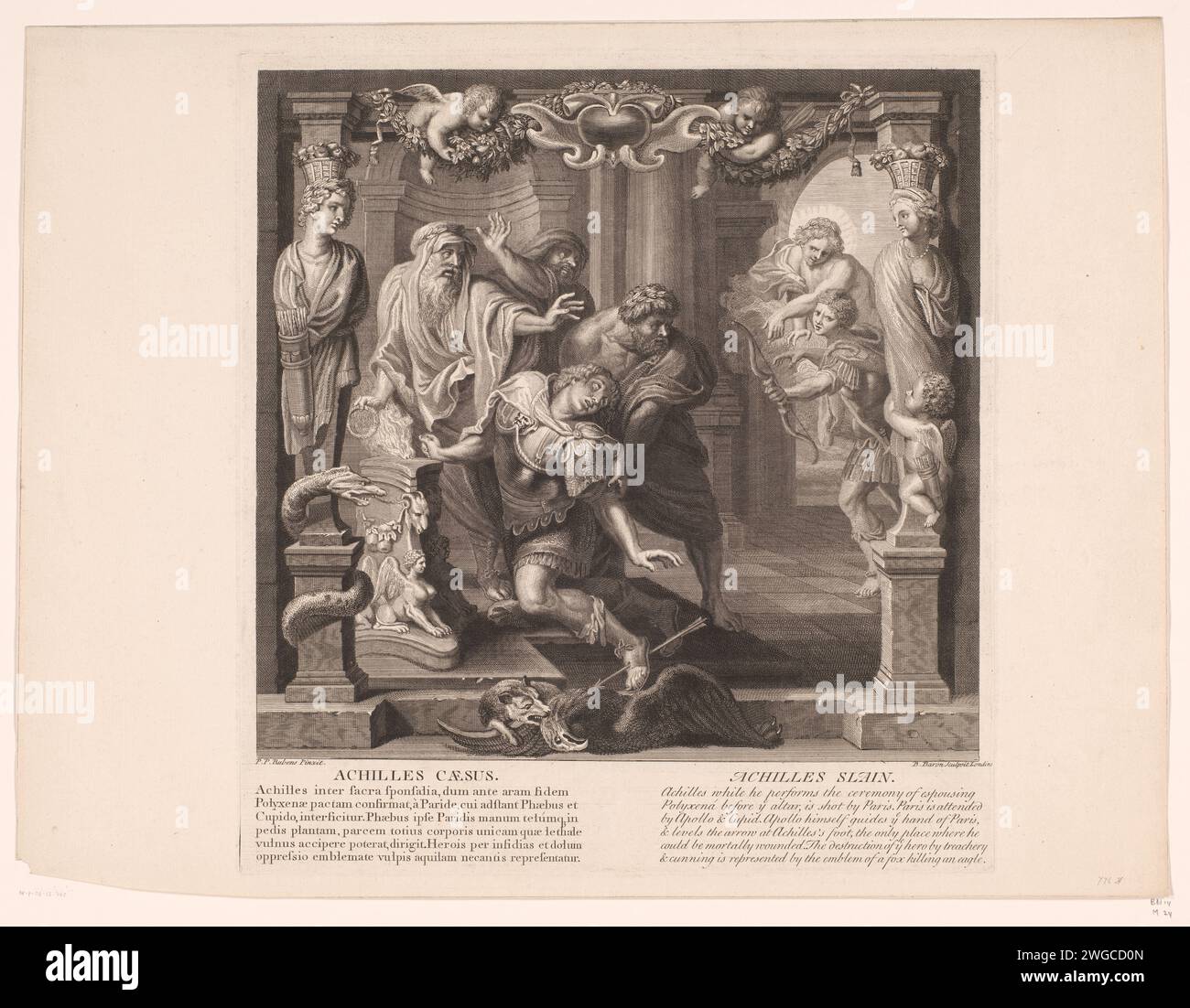 Achilles defeated, Bernard Baron, after Peter Paul Rubens, 1724 print ...